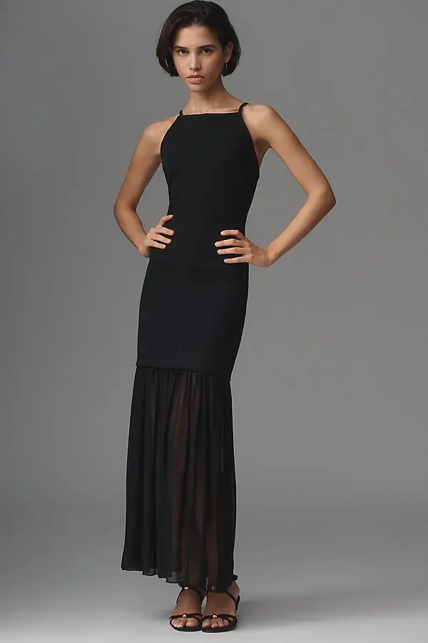 Anthropologie Sheer Backless Midi Dress