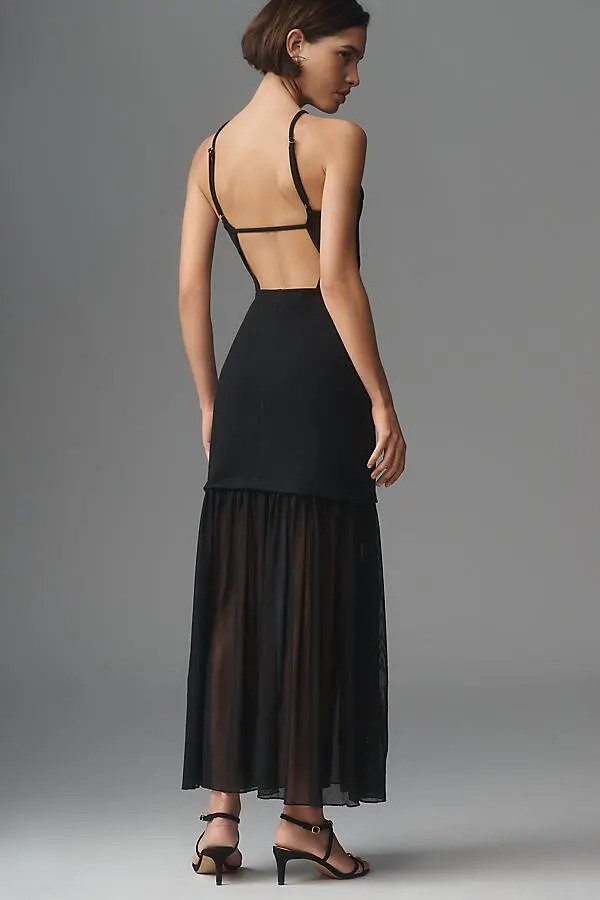 Anthropologie Sheer Backless Midi Dress