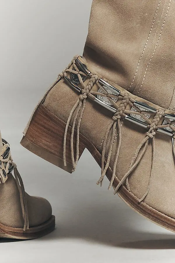 BRONX Kyley Fringe Boots - Oatmilk