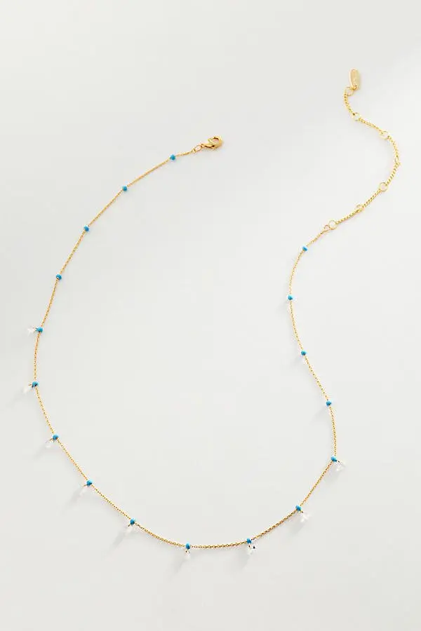 Anthropologie Confetti Crystal Drop Necklace - Blue