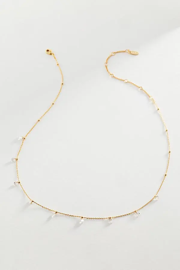 Anthropologie Confetti Crystal Drop Necklace - Gold