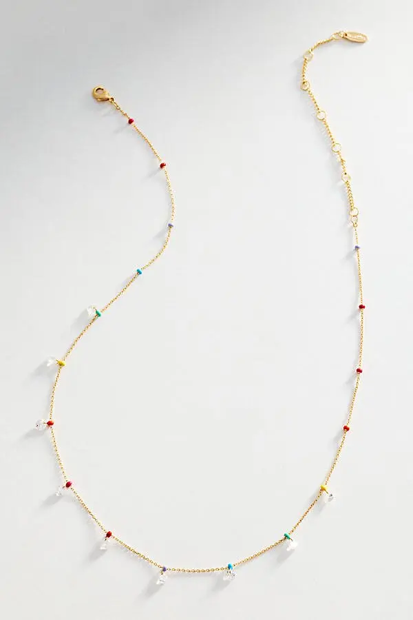 Anthropologie Confetti Crystal Drop Necklace - Multi