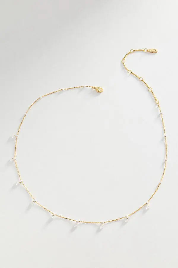 Anthropologie Confetti Crystal Drop Necklace - White