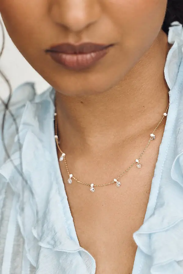 Anthropologie Confetti Crystal Drop Necklace - White