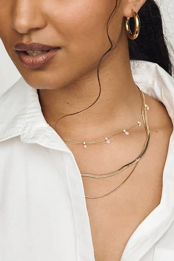 Anthropologie Confetti Crystal Drop Necklace - Yellow
