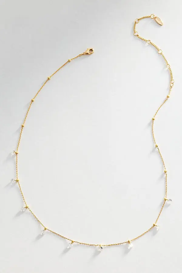 Anthropologie Confetti Crystal Drop Necklace - Yellow