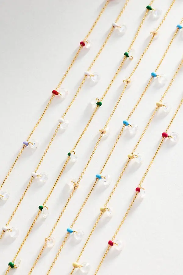 Anthropologie Confetti Crystal Drop Necklace - Yellow