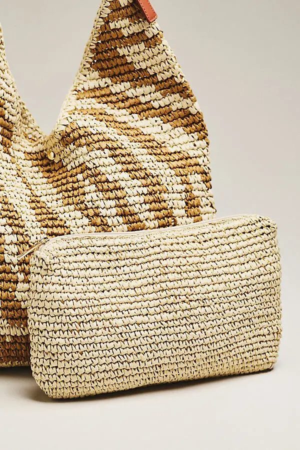 Anthropologie Love Knot Raffia Buckle Slouchy Bag