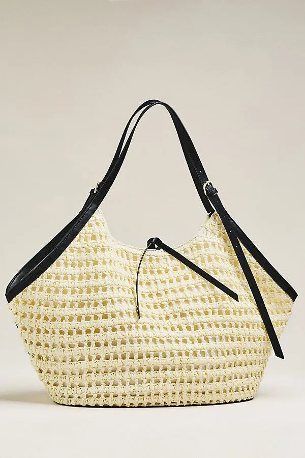 CELANDINE Oversized Raffia Hobo Bag - Cream