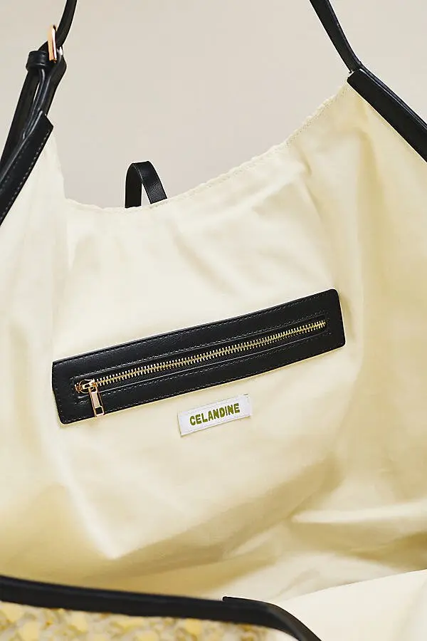CELANDINE Oversized Raffia Hobo Bag - Cream