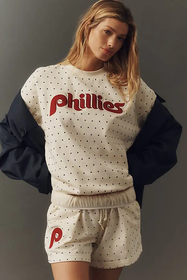 Mitchell & Ness Mlb Long-sleeve Crew-neck Pullover - Phillies