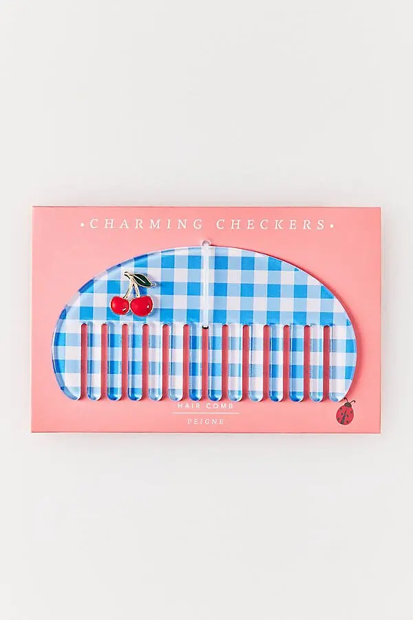 Anthropologie Picnic Collection Gingham Comb With Cherry Gem