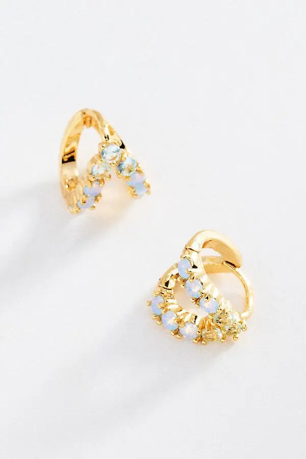 Anthropologie Split Huggie Hoop Earrings - Light Blue