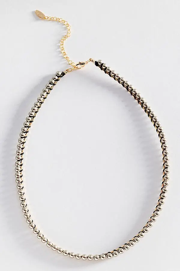 Anthropologie Threaded Pearls Layered Necklace - Black