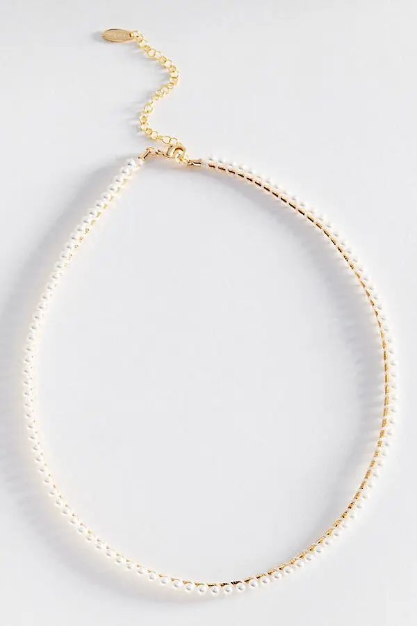 Anthropologie Threaded Pearls Layered Necklace - White