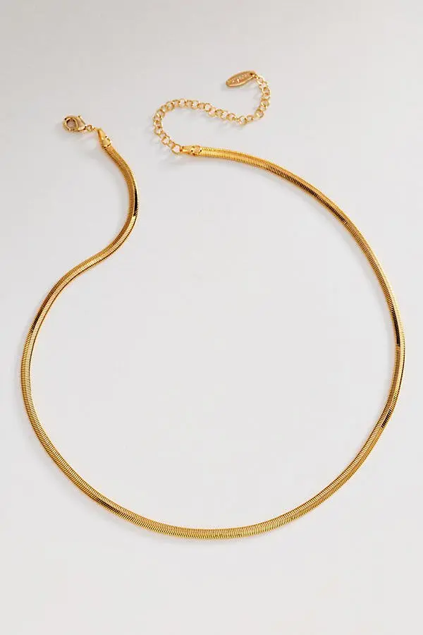Anthropologie Herringbone Chain Necklace - Gold