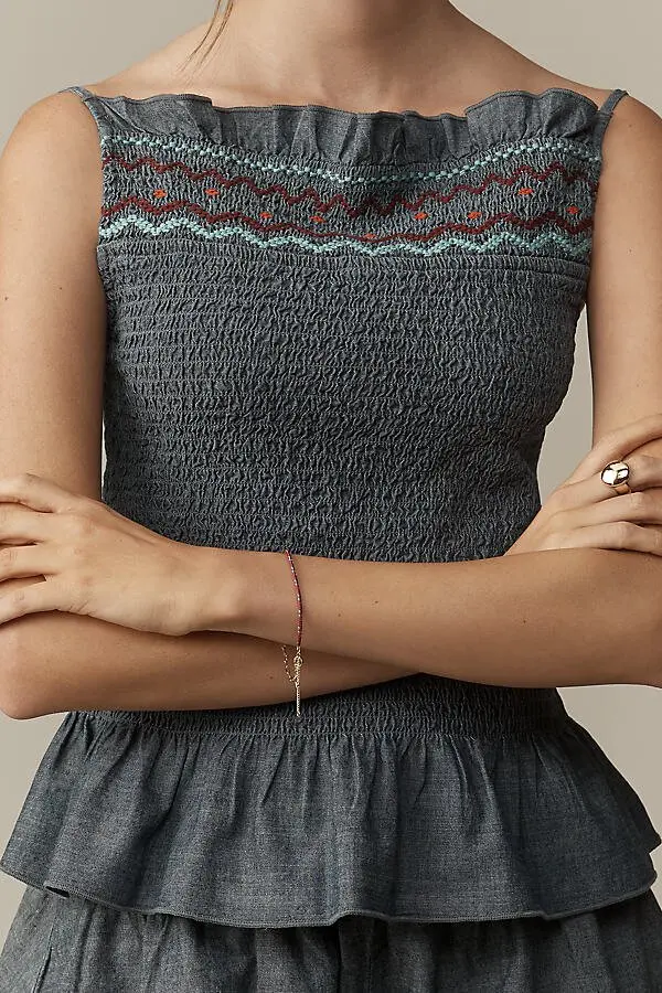 Anthropologie Cotton Smocked Tank Top