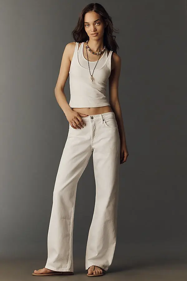 AGOLDE Low-rise Loose Wide-leg Jeans - Marshmallow