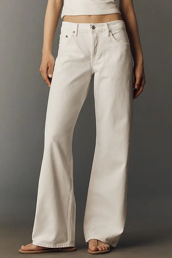 AGOLDE Low-rise Loose Wide-leg Jeans - Marshmallow