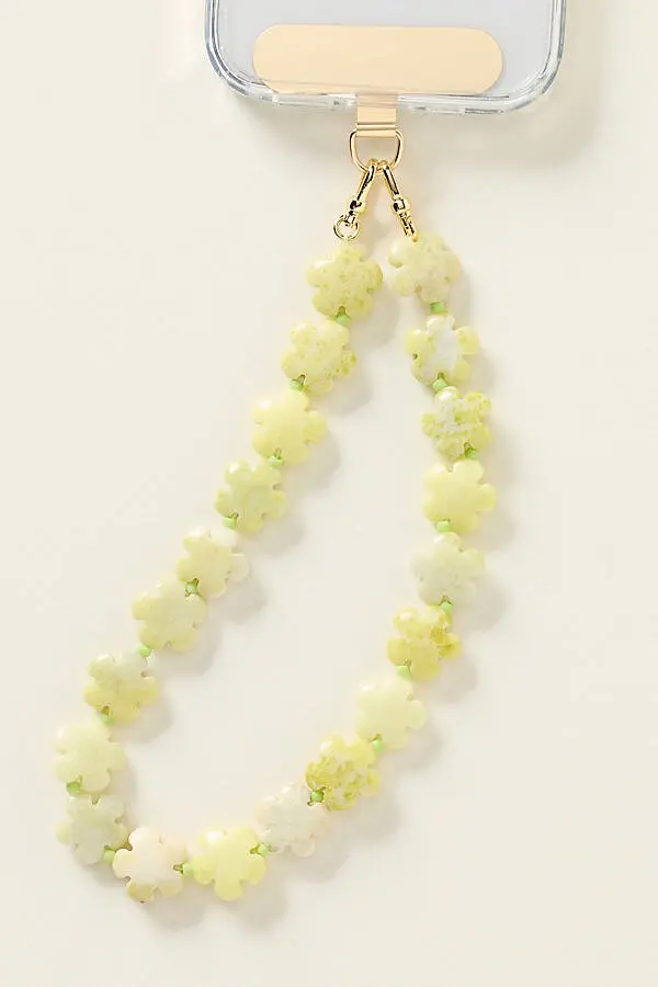Anthropologie Floral Stone Phone Chain - Green