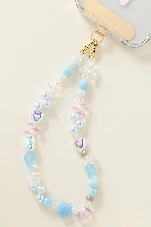 Anthropologie Iridescent Beaded Phone Chain - Beach
