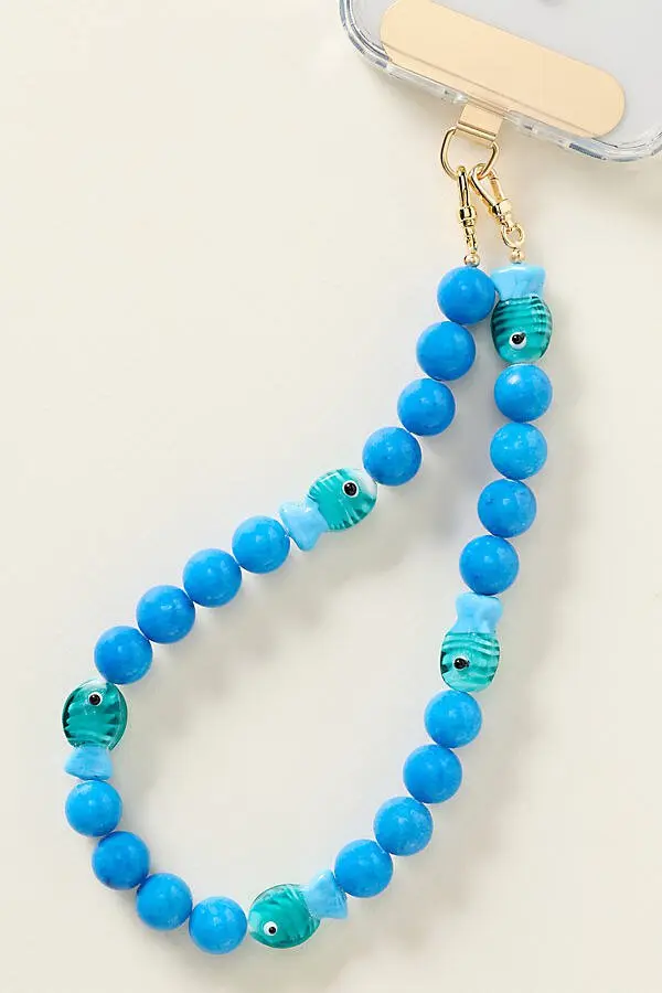 Anthropologie Icon Beaded Phone Chain - Blue