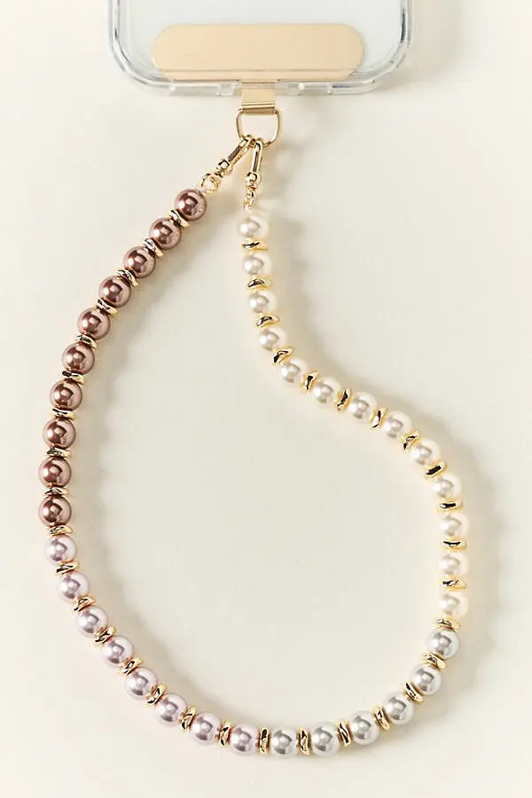 Anthropologie Pearl Phone Chain - Rose Pearl