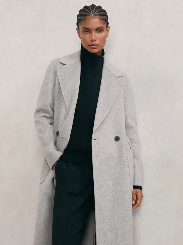 REISS Lucia Wool-blend Double-breasted Coat - Grey