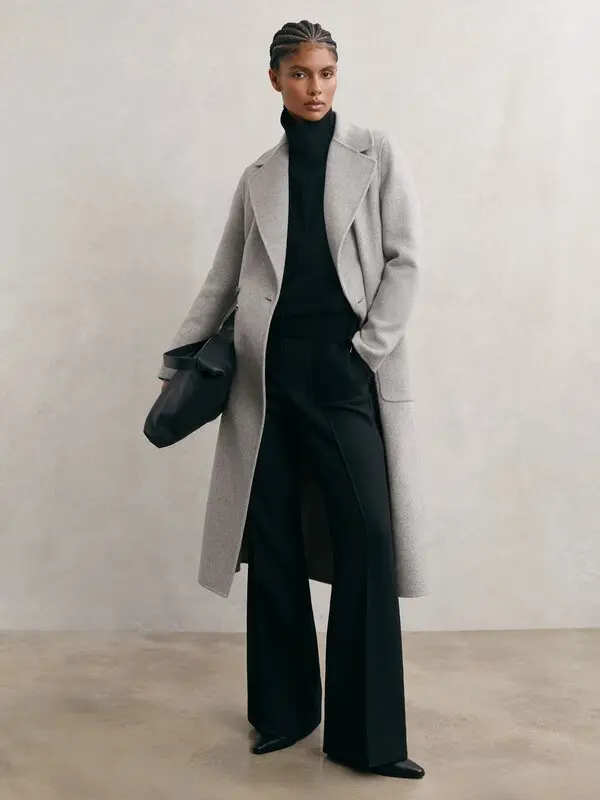 REISS Lucia Wool-blend Double-breasted Coat - Grey