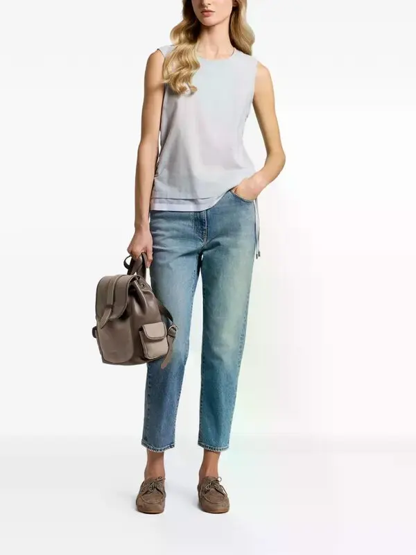 Peserico Drawstring Layered Top - Blue