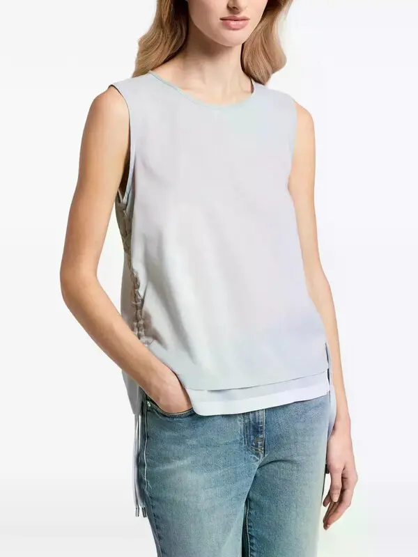 Peserico Drawstring Layered Top - Blue