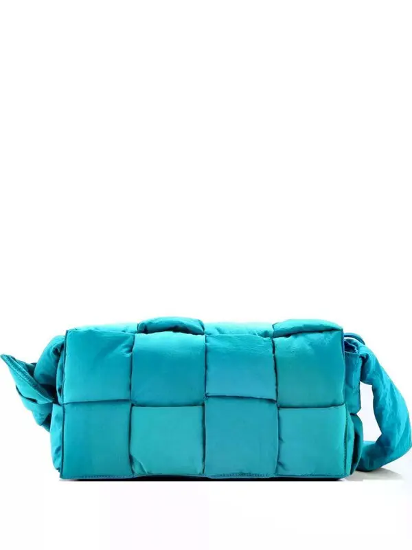 Bottega Veneta Padded Tech Cassette Intrecciato Nylon Crossbody Bag - Blue