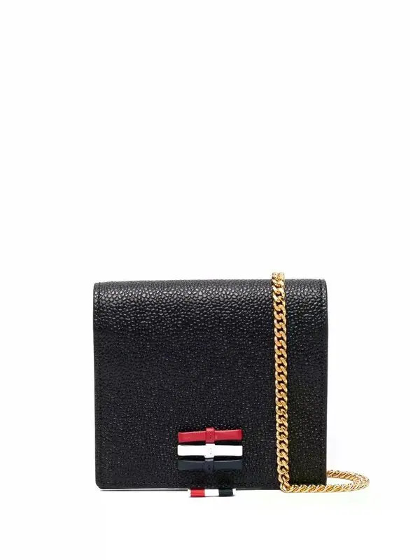 Thom Browne Rwb-bow Chain-strap Cardholder - Black