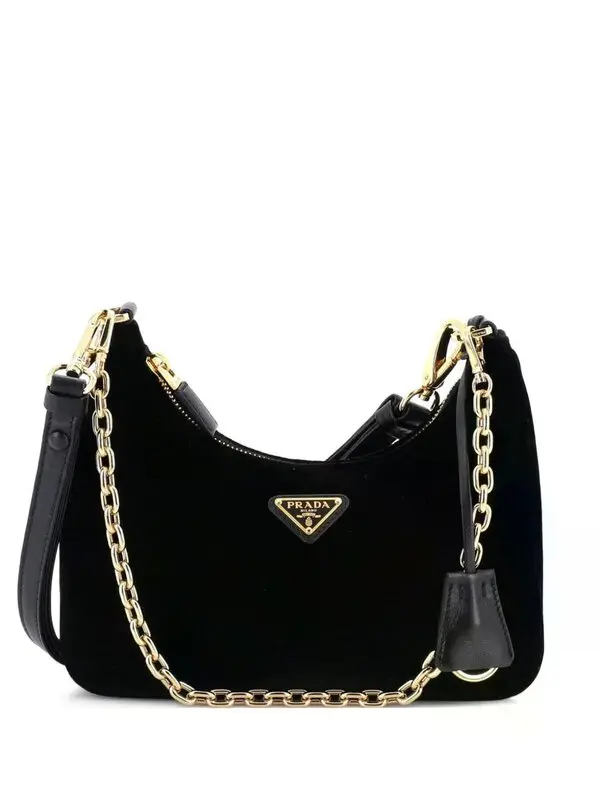 Prada Re-edition Velvet Mini Shoulder Bag - Black
