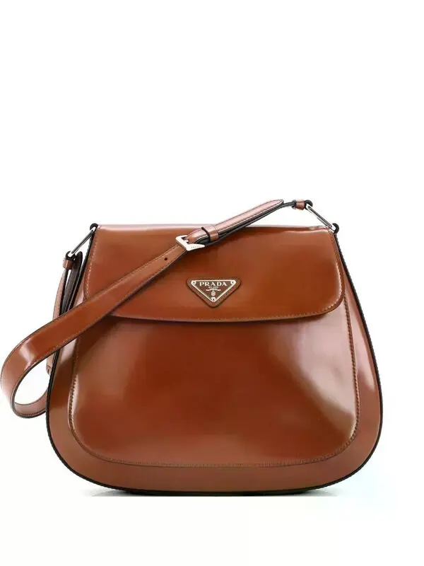 Prada Cleo Flap Spazzolato Leather Large Shoulder Bag - Brown