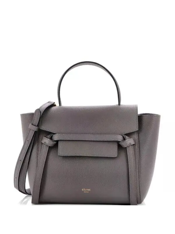 Celine Belt Bag Nano Textured Leather Shoulder Bag - Grey