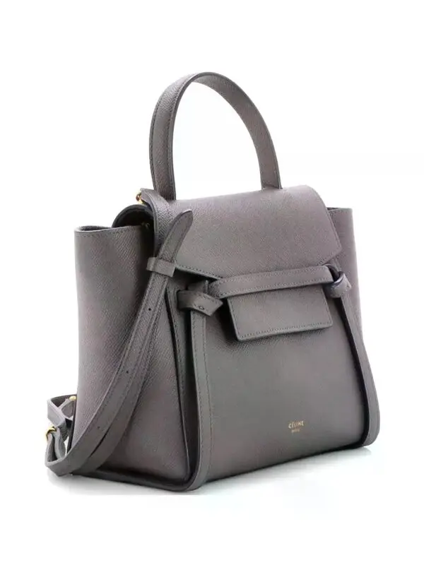 Celine Belt Bag Nano Textured Leather Shoulder Bag - Grey