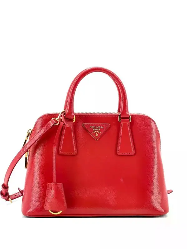 Prada Promenade Bag Vernice Saffiano Leather Small Satchel - Pink