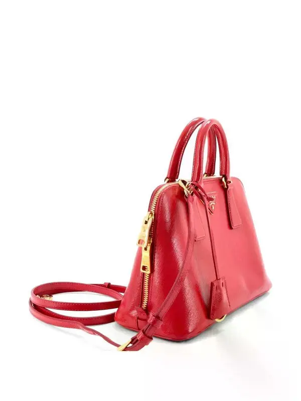Prada Promenade Bag Vernice Saffiano Leather Small Satchel - Pink