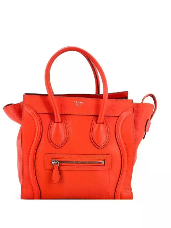 Celine Luggage Bag Grainy Leather Mini Tote Bag - Red
