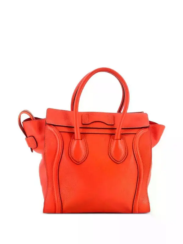 Celine Luggage Bag Grainy Leather Mini Tote Bag - Red