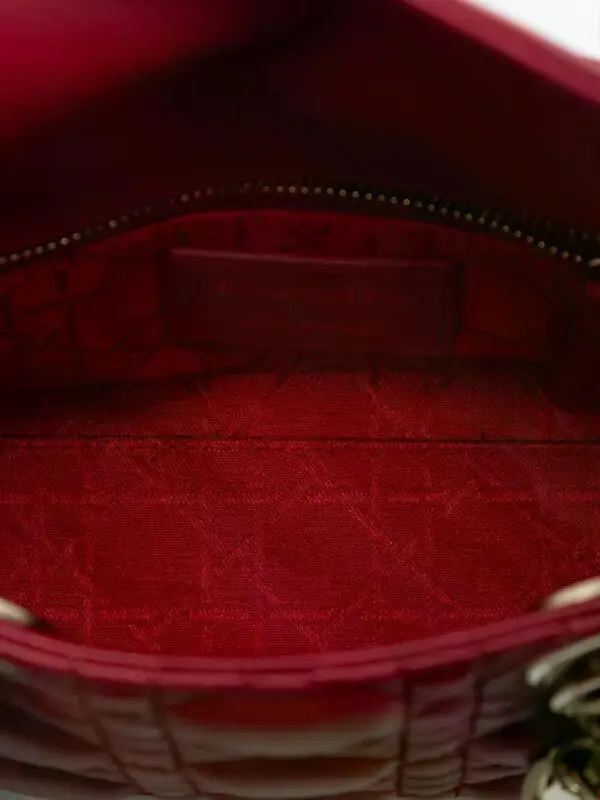 Dior 2020 Mini Lambskin Cannage Lady Satchel - Red