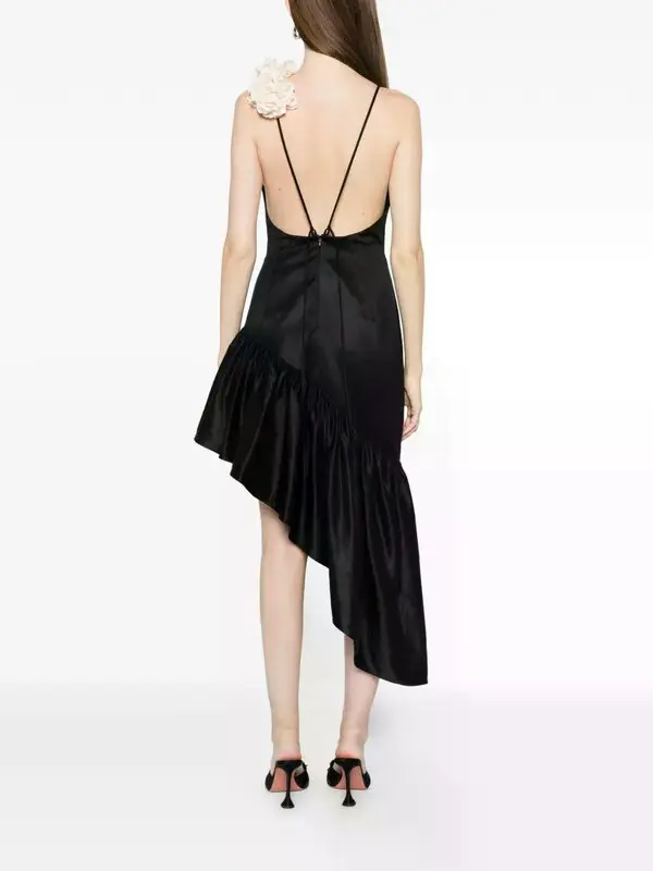 Sandro Asymmetrical Ruffled V-neck Midi Dress
