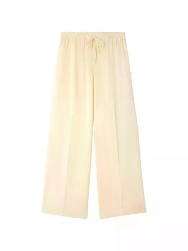 Sandro Drawstring Wide-leg Satin Trousers - Neutrals