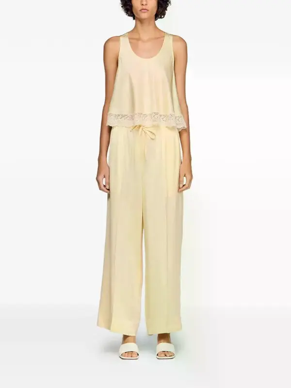 Sandro Drawstring Wide-leg Satin Trousers - Neutrals