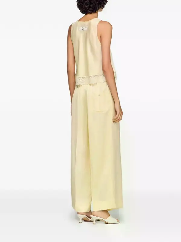 Sandro Drawstring Wide-leg Satin Trousers - Neutrals