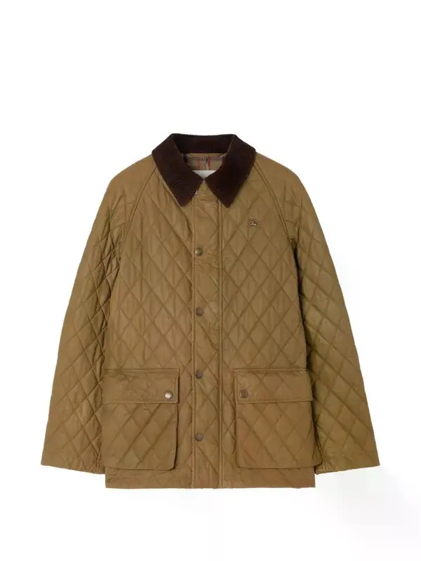 Burberry Quilted Barn Jacket With Corduroy Collar