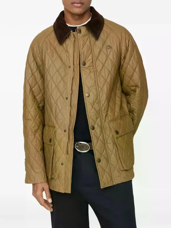 Burberry Quilted Barn Jacket With Corduroy Collar