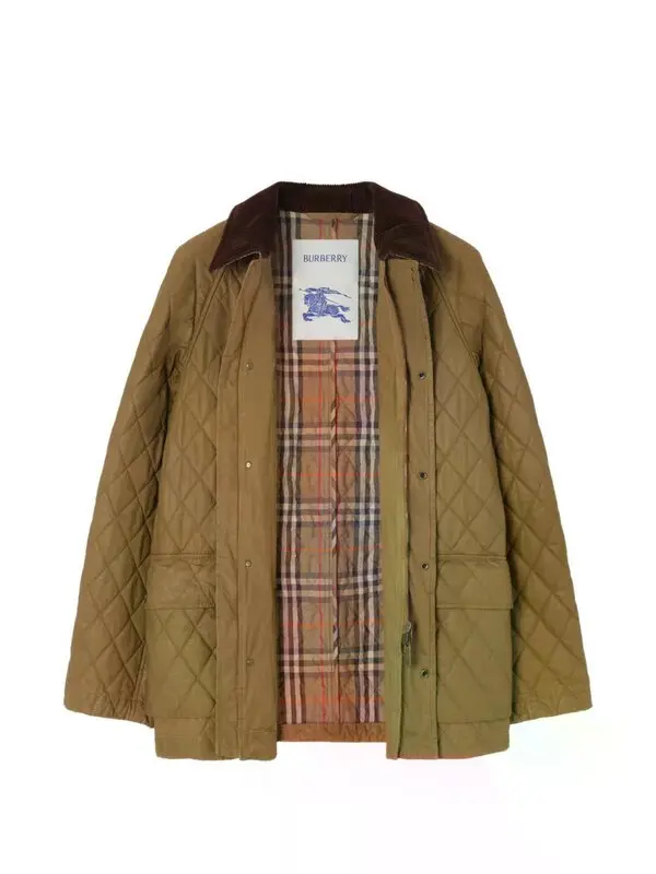 Burberry Quilted Barn Jacket With Corduroy Collar