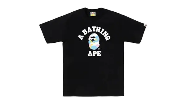 A BATHING APE New Camo College Tee Shirt - Black
